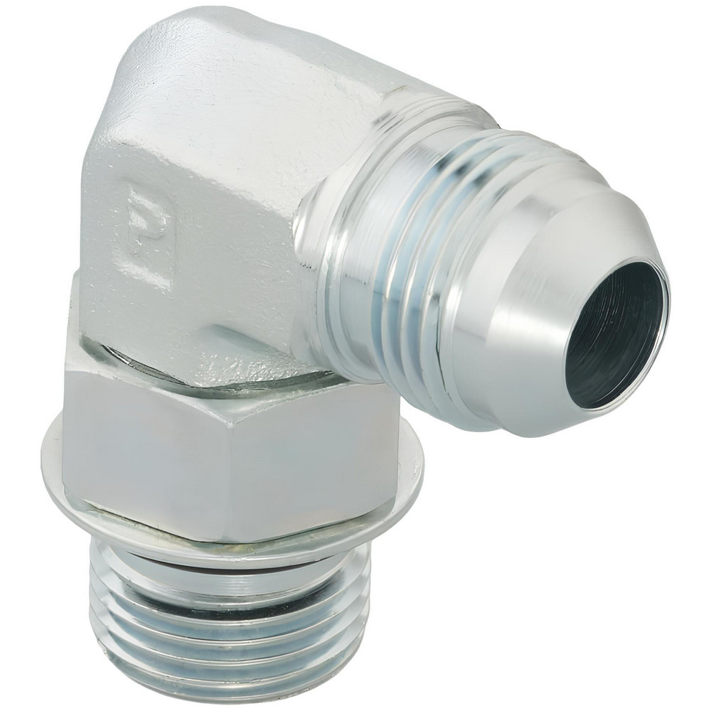 Parker - Steel Flared Tube 90 Deg Straight Thread Elbow: 1/4" OD, 37 deg Flared Angle | MSC Direct