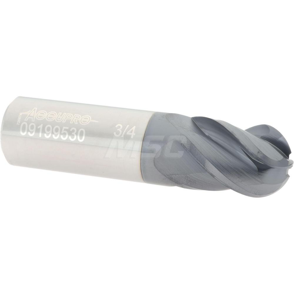 Accupro - Ball End Mill: 3/4" Dia, 1" LOC, 4 Flute, Solid Carbide | MSC ...