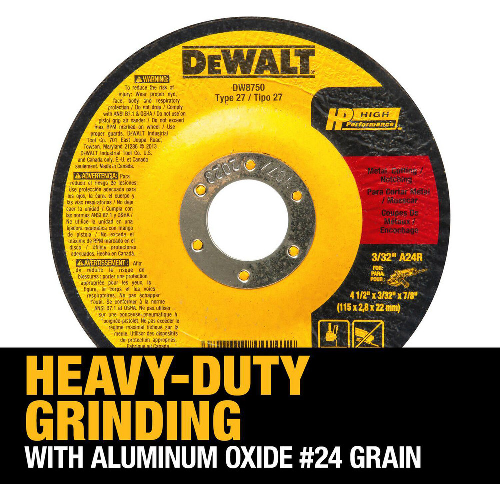 DeWALT - Depressed-Center Wheel: Type 27 & Type 42, 4-1/2" Dia, 3/32 ...