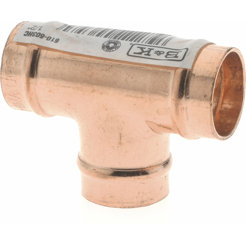 B&K Mueller - Copper Pipe Tee: 1/2" Fitting, C x C x C, Presoldered ...