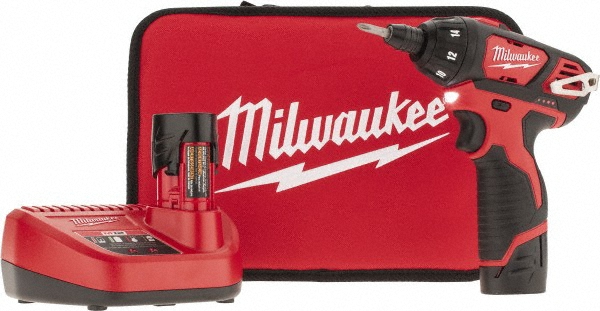 Milwaukee Tool - Cordless Screwdriver: 12V, 1/4" Bit Holder, 500 RPM ...