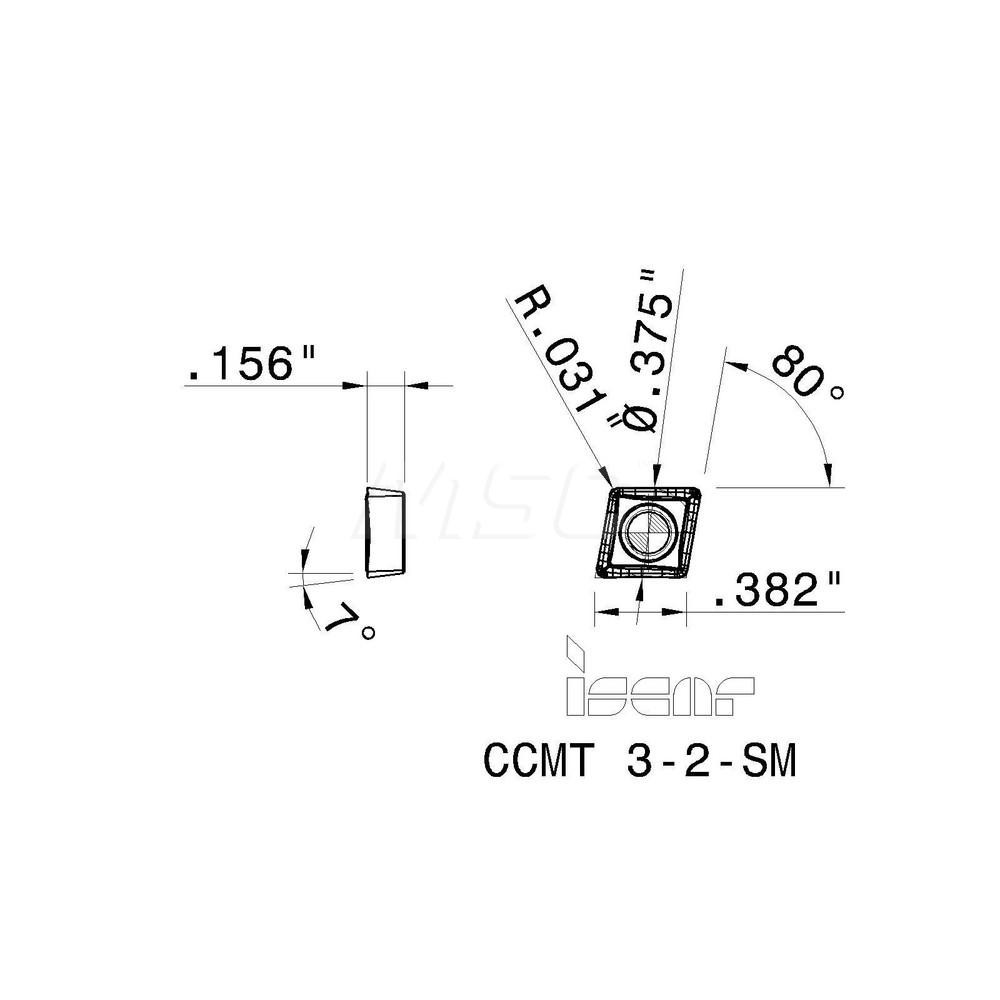Iscar - Turning Insert: CCMT 3-2-SM IC907, Carbide | MSC Direct