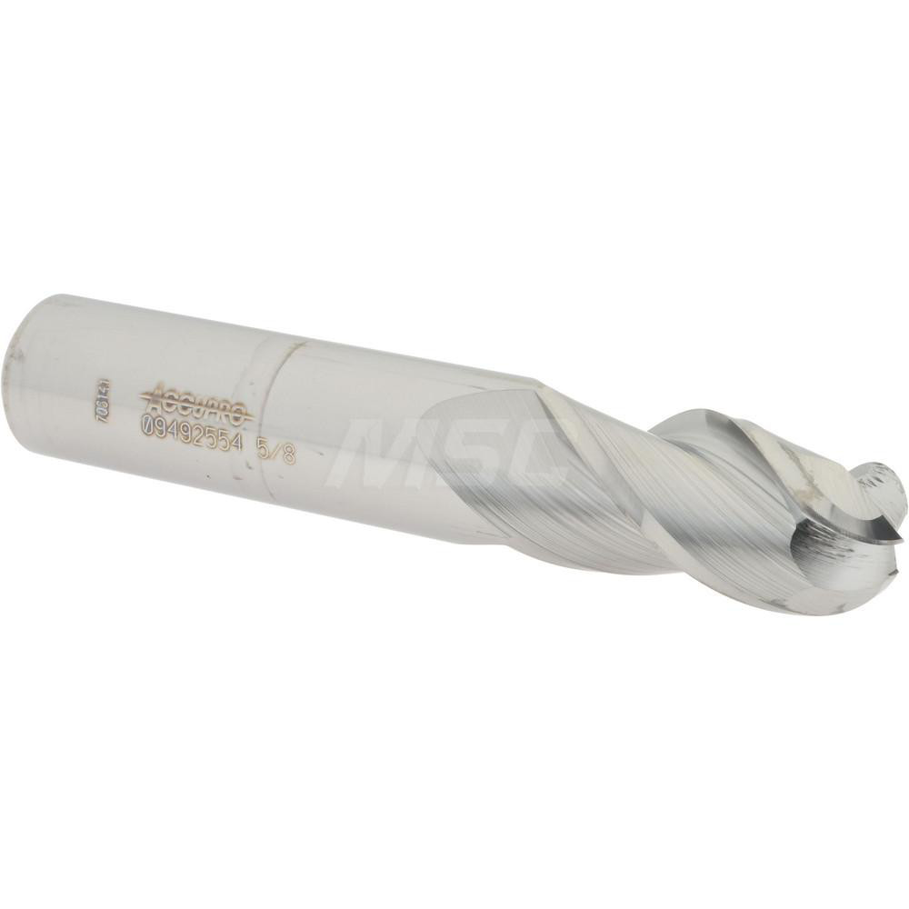 Accupro - Ball End Mill: 5/8" Dia, 1-1/4" LOC, 3 Flute, Solid Carbide | MSC Direct