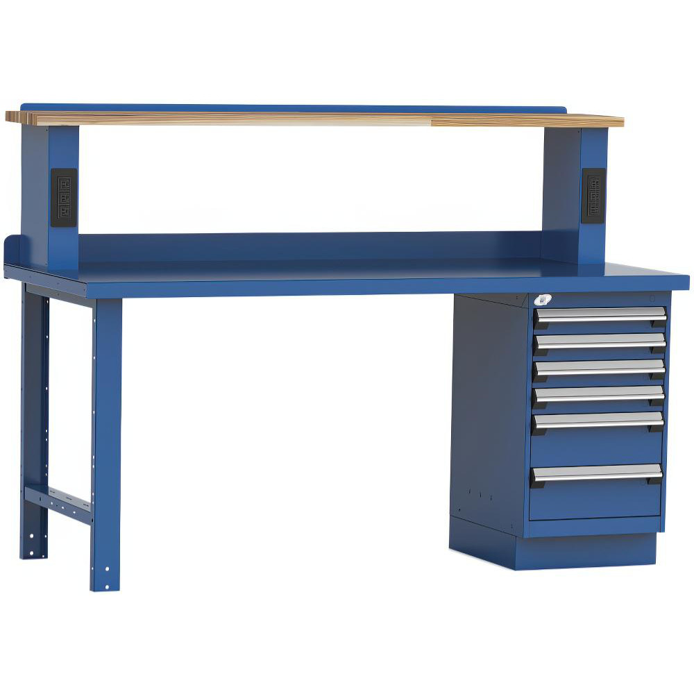 Rousseau Metal - Work Bench: 72" Wide, 30" Deep, 33-3/4 to 33-3/4" High ...