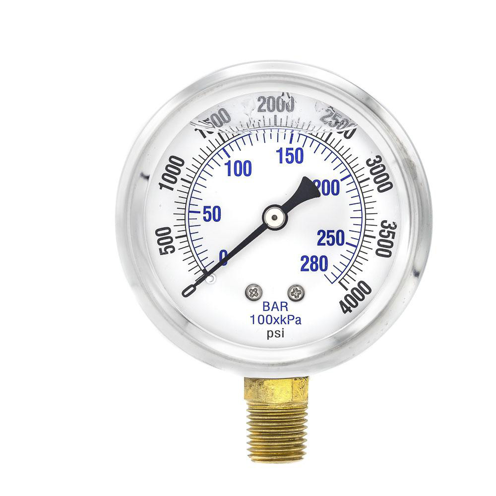 PIC Gauges - Pressure Gauge: 2-1/2" Dial Dia, 0 to 4,000 psi, 1/4" MNPT, Lower Mount | MSC Direct