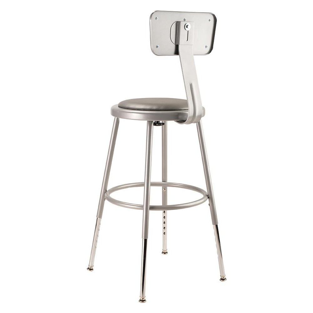 National Public Seating - Adjustable Height Stool: Vinyl, Gray | MSC Direct