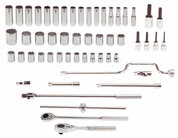 Proto - Socket Set: Deep Standard, 54 Pc, 1/2" Drive, 10.00 to 32.00 mm ...