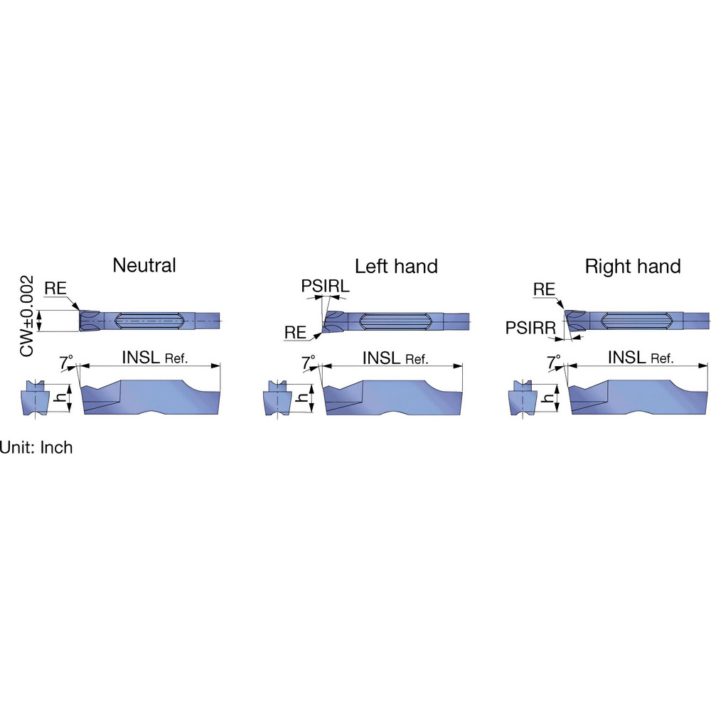 Tungaloy - Cut-Off Insert: SGM8-040 AH7025, Carbide, 0.3150" Cutting ...