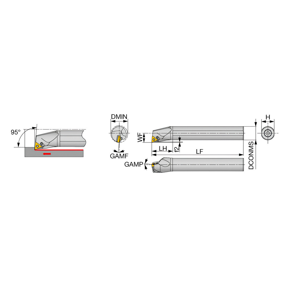 Tungaloy - Indexable Boring Bar: A16M-PTUNL11-D200, 20.00 mm Min Bore ...