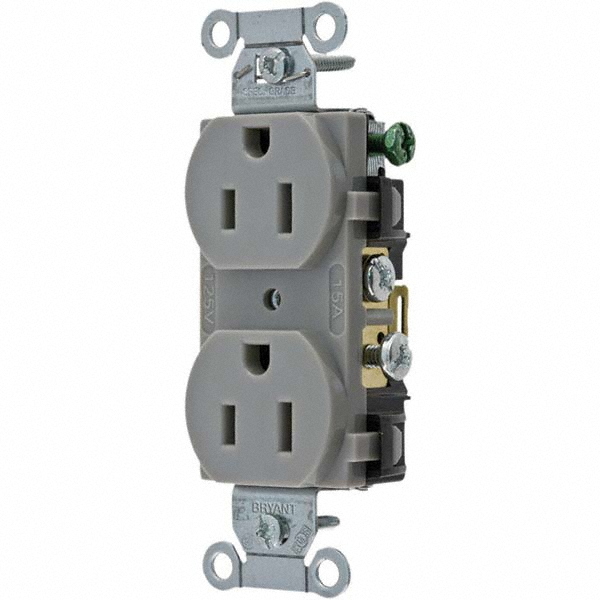 Bryant Electric - Straight Blade Duplex Receptacle: NEMA 5-15R, 15 Amps ...