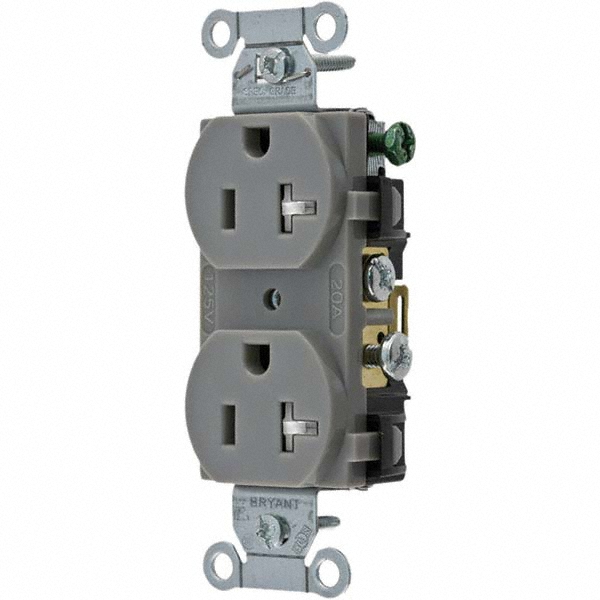 Bryant Electric - Straight Blade Duplex Receptacle: NEMA 5-20R, 20 Amps ...