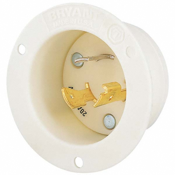 Bryant Electric - Locking Inlet: Inlet, Industrial, L6-20R, 250V, White ...