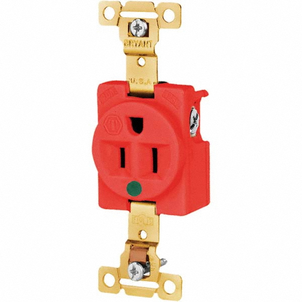Bryant Electric - Straight Blade Single Receptacle: NEMA 5-15R, 15 Amps ...