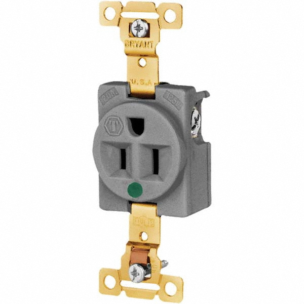 Bryant Electric - Straight Blade Single Receptacle: NEMA 5-15R, 15 Amps ...