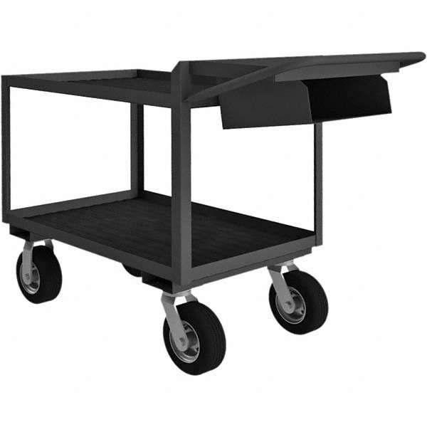Durham - Shelf Utility Cart: 64-3/8" Long, 24-1/4" Wide, Steel, Gray ...