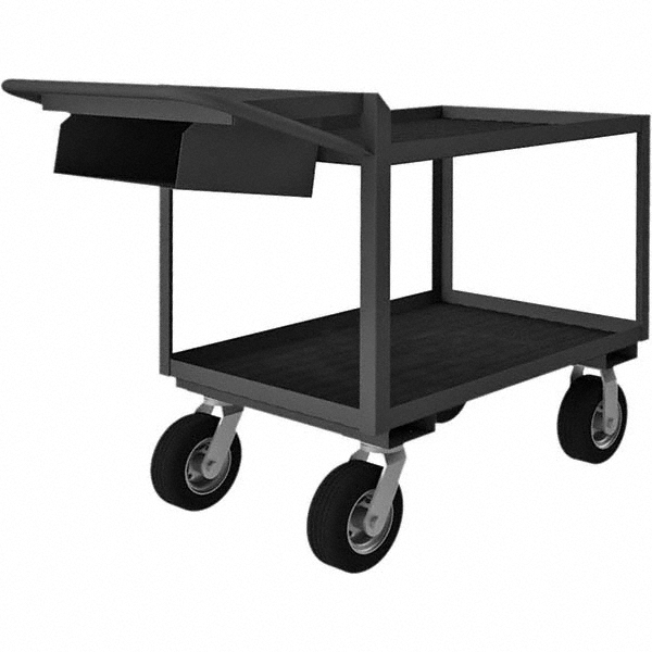 Durham - Shelf Utility Cart: 52-3/8" Long, 24-1/4" Wide, Steel, Gray ...