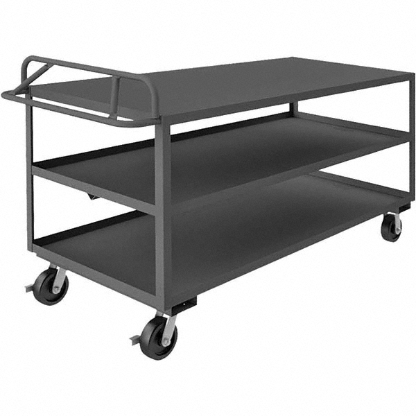 Durham - Service Utility Cart: 78-1/4" Long, 30-1/4" Wide, Steel, Gray ...