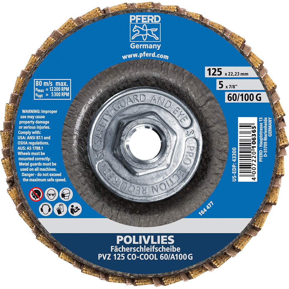 PFERD - Flap Disc: 5" Dia, Ceramic Alumina & Aluminum Oxide, Type 27 ...