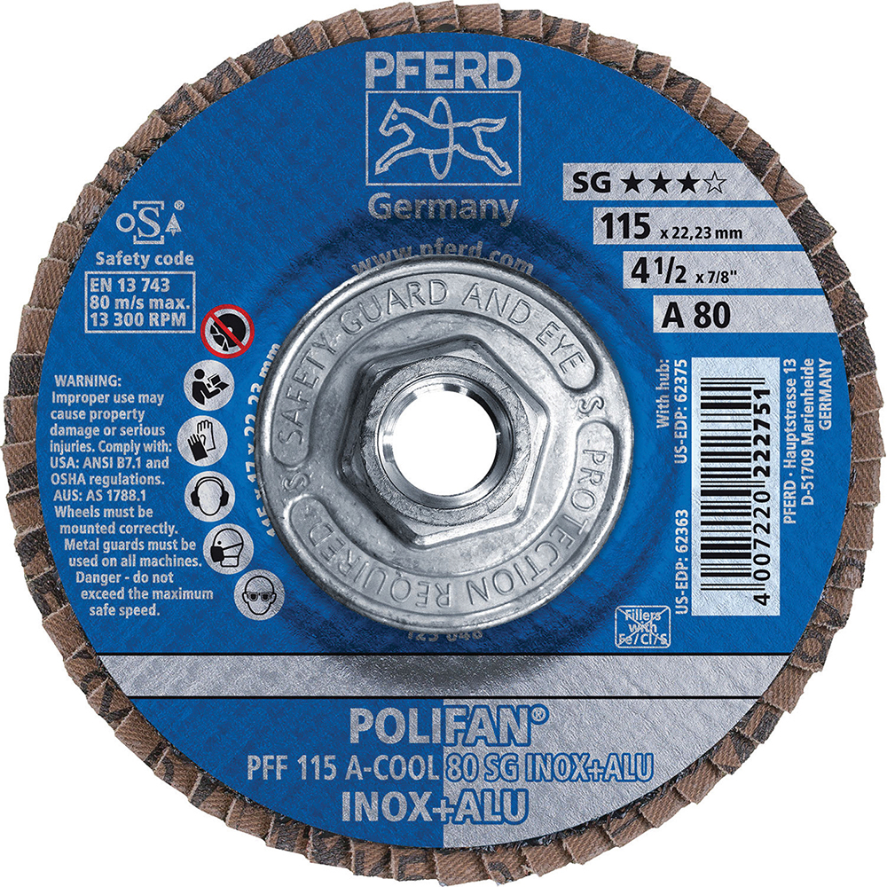 PFERD - Flap Disc: 4-1/2" Dia, 80 Grit, Aluminum Oxide, Type 27 | MSC ...