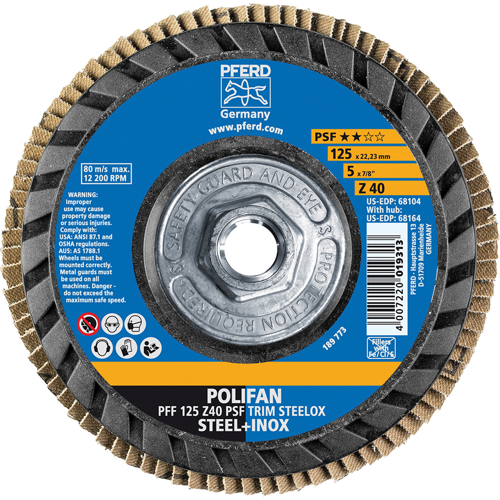 PFERD - Flap Disc: 5" Dia, 40 Grit, Zirconia Alumina, Type 27 | MSC Direct