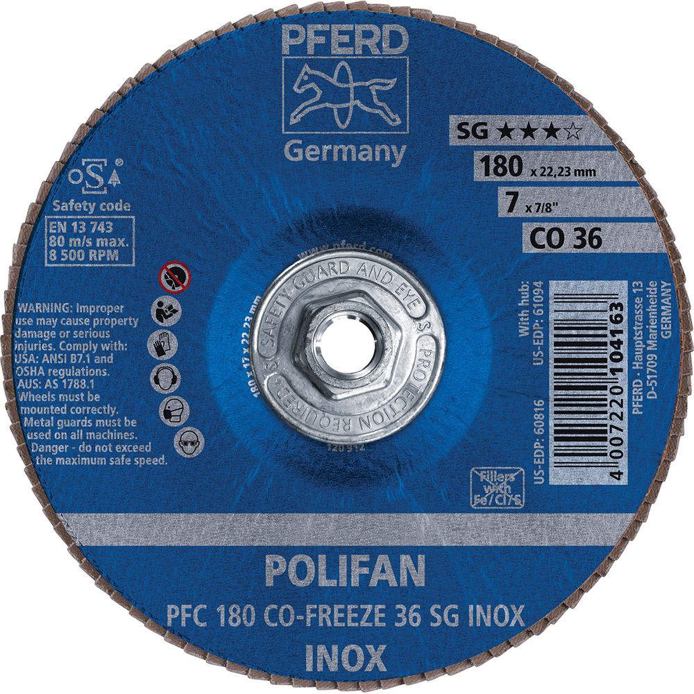 PFERD - Flap Disc: 7" Dia, 36 Grit, Ceramic Alumina, Type 29 | MSC Direct