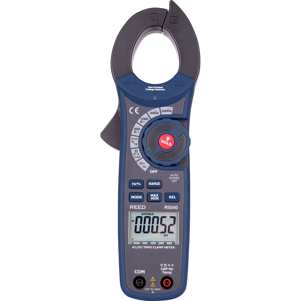 REED Instruments - Auto Ranging Clamp Meter: CAT III, 1.5" Jaw, Clamp ...