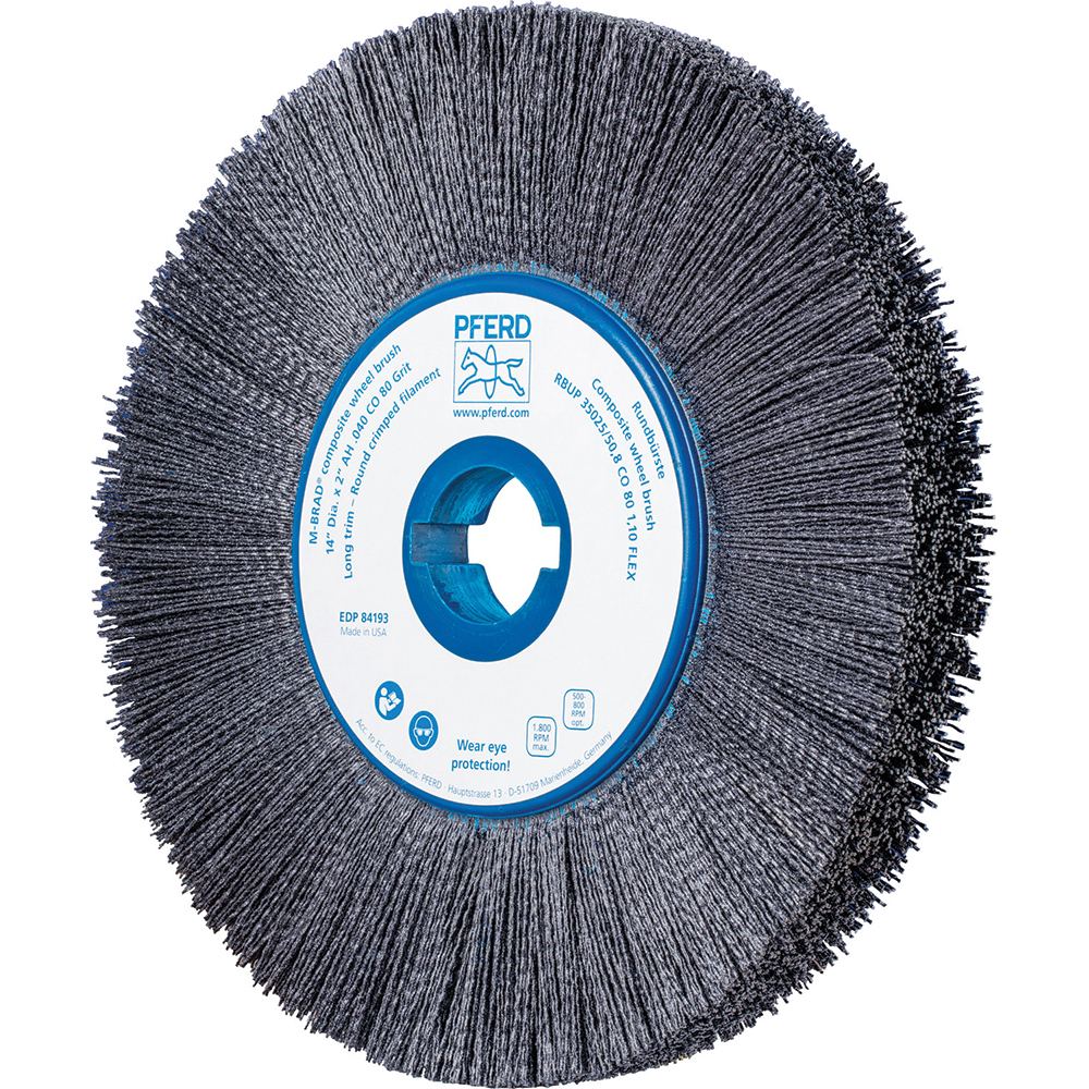 PFERD - Wheel Brush: 14" Wheel Dia, 1" Face Width, 0.0400" Wire Dia ...