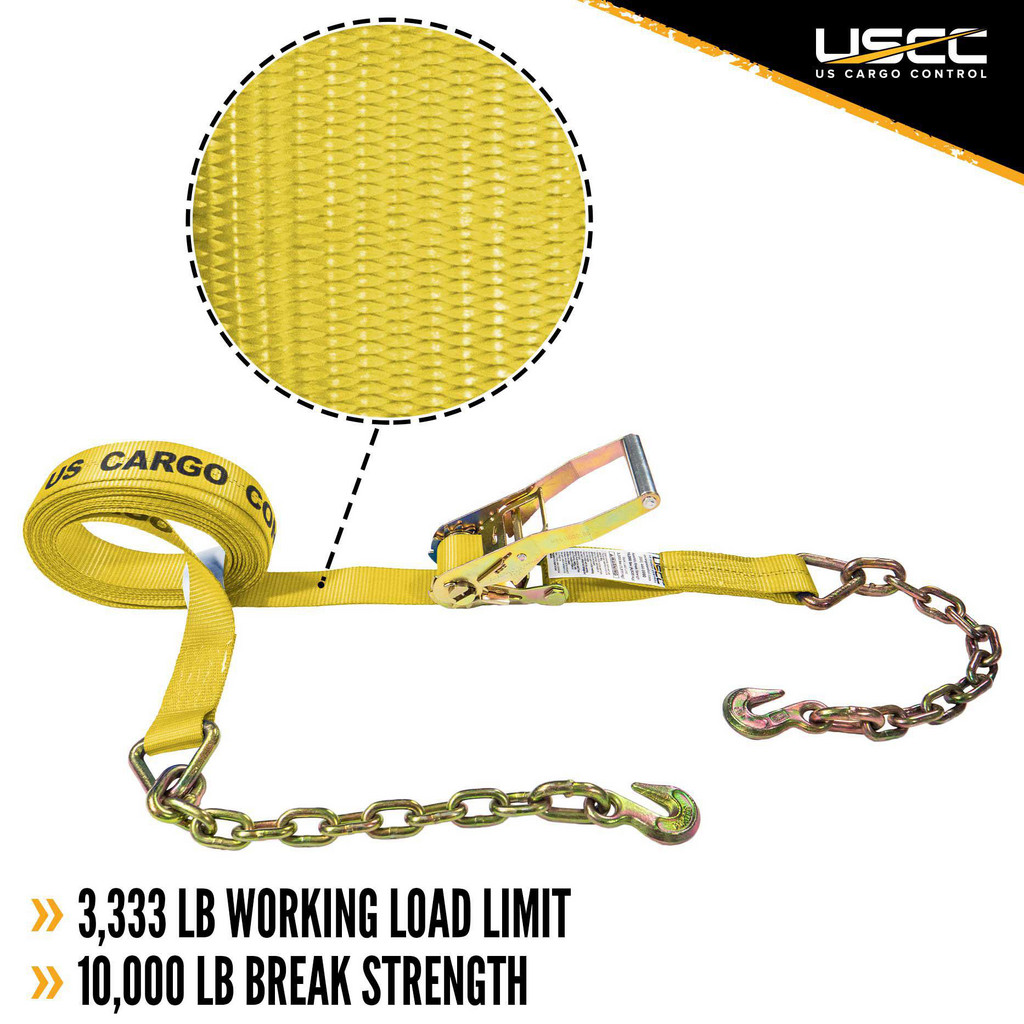 US Cargo Control - Polyester Ratchet Strap Tie Down: 27' Long, 2" Wide ...