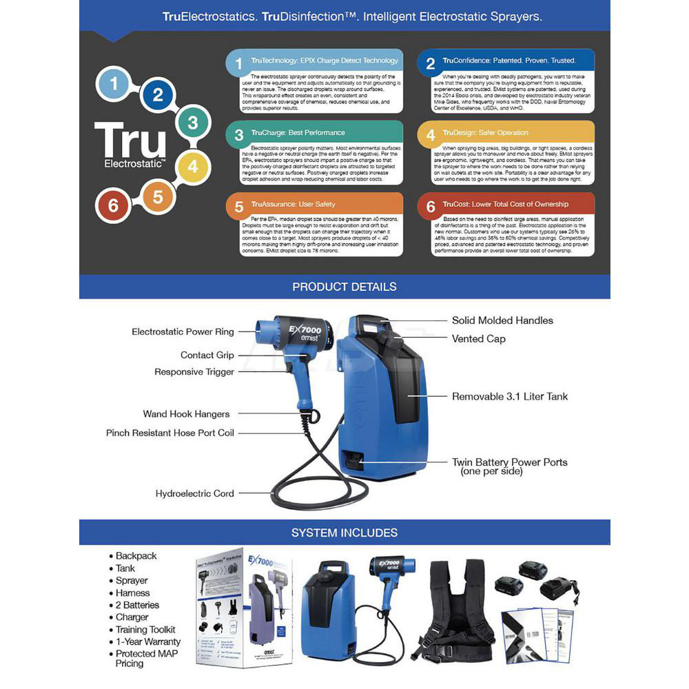 EMist - EX7000 Backpack Disinfectant Sprayer | MSC Direct