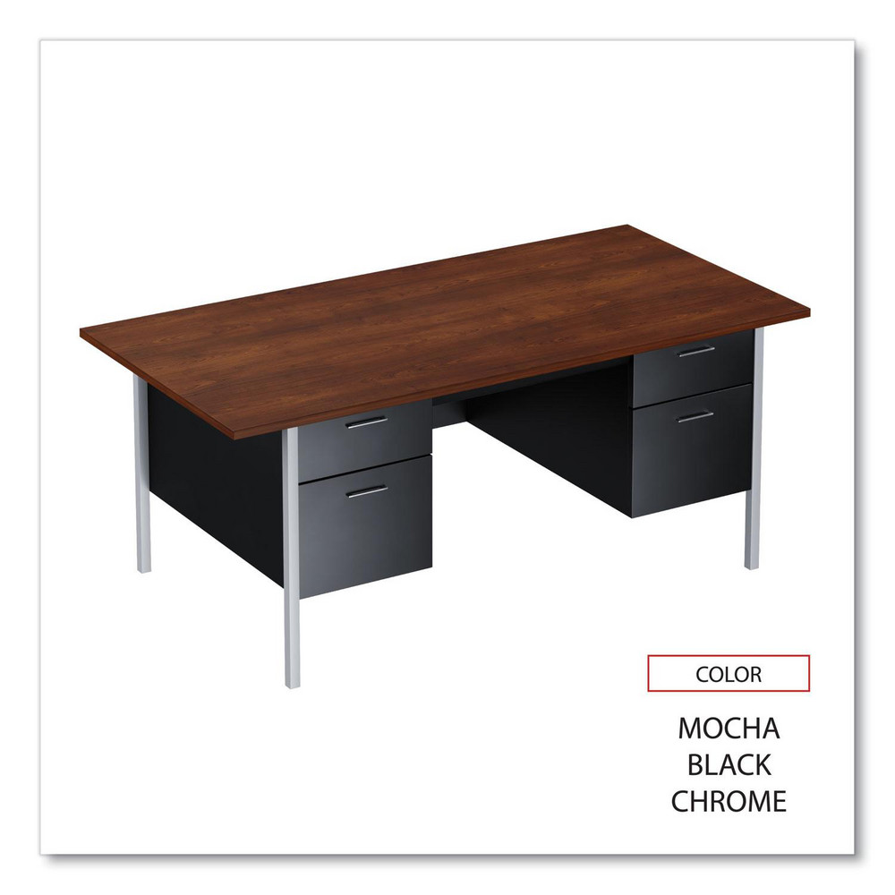 ALERA - Desk: Woodgrain Laminate, Mocha & Black | MSC Direct
