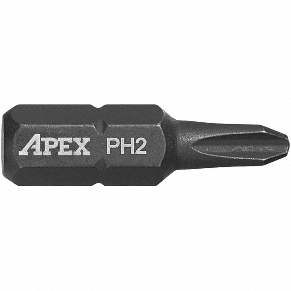 Apex - Phillips Screwdriver Insert Bit: #2 Point, 1/4" Drive, 1" OAL ...