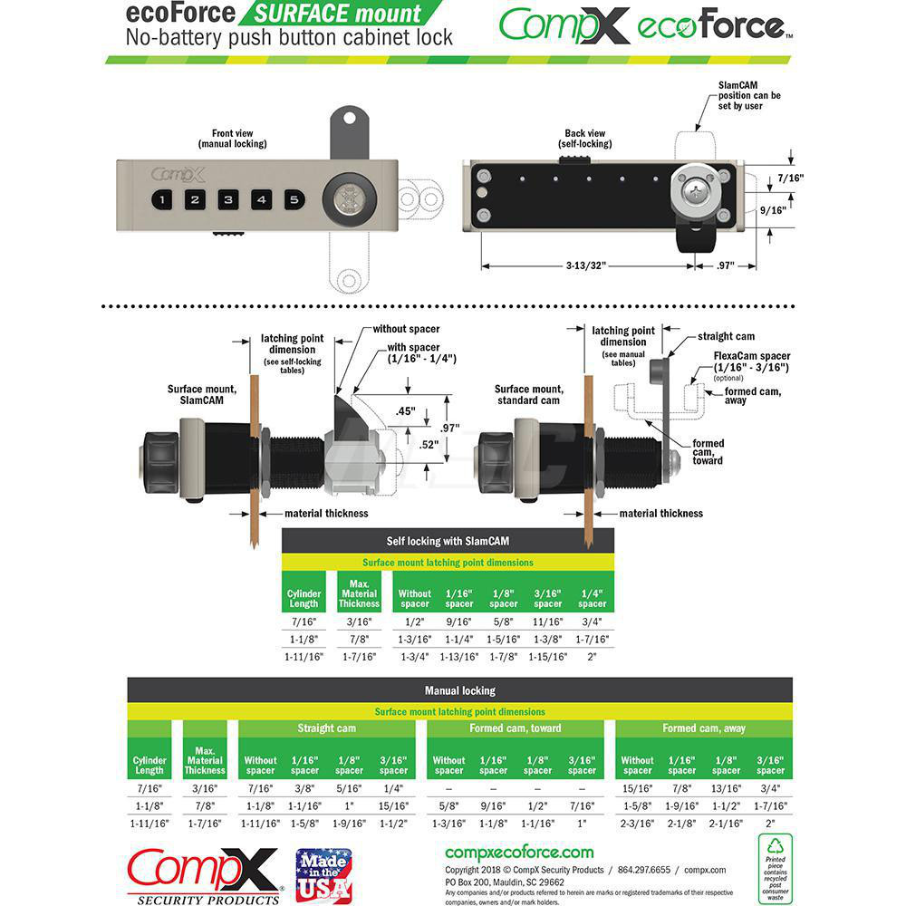 CompX Force - Camlocks, Side Latches & Pawl Latches; Lock Type ...