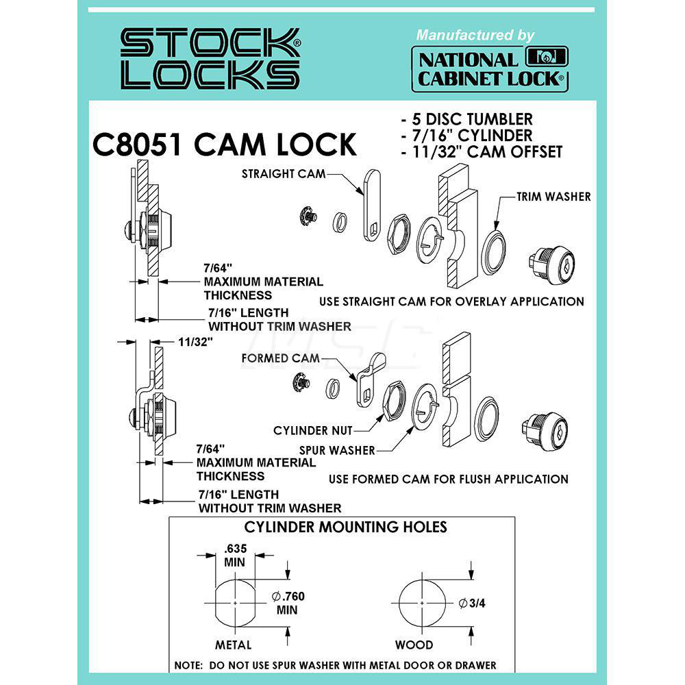 CompX National - Camlocks, Side Latches & Pawl Latches; Lock Type: 4 ...