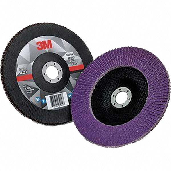 3M - Flap Disc: 7" Dia, 7/8" Hole, 40 Grit, Ceramic Alumina, Type 27 ...