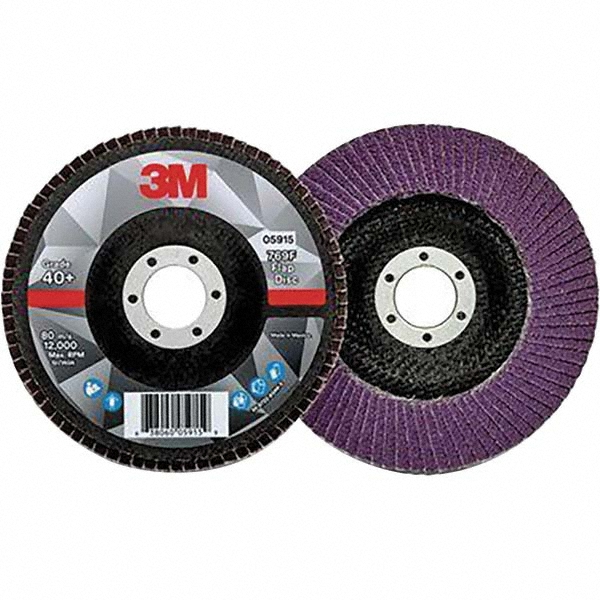 3M - Flap Disc: 5" Dia, 7/8" Hole, 40 Grit, Ceramic Alumina, Type 27 ...