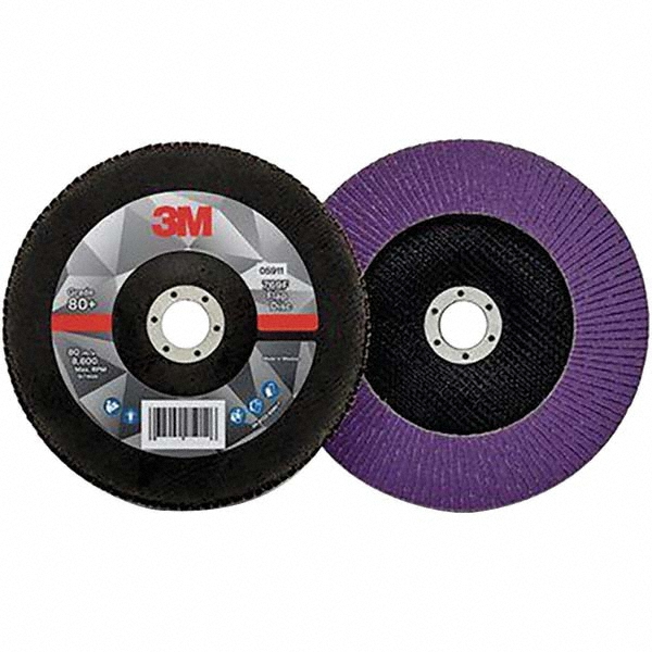 3M - Flap Disc: 7" Dia, 7/8" Hole, 80 Grit, Ceramic Alumina, Type 27 ...