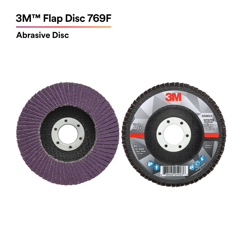 3M - Flap Disc: 4-1/2" Dia, 7/8" Hole, 40 Grit, Ceramic Alumina, Type ...