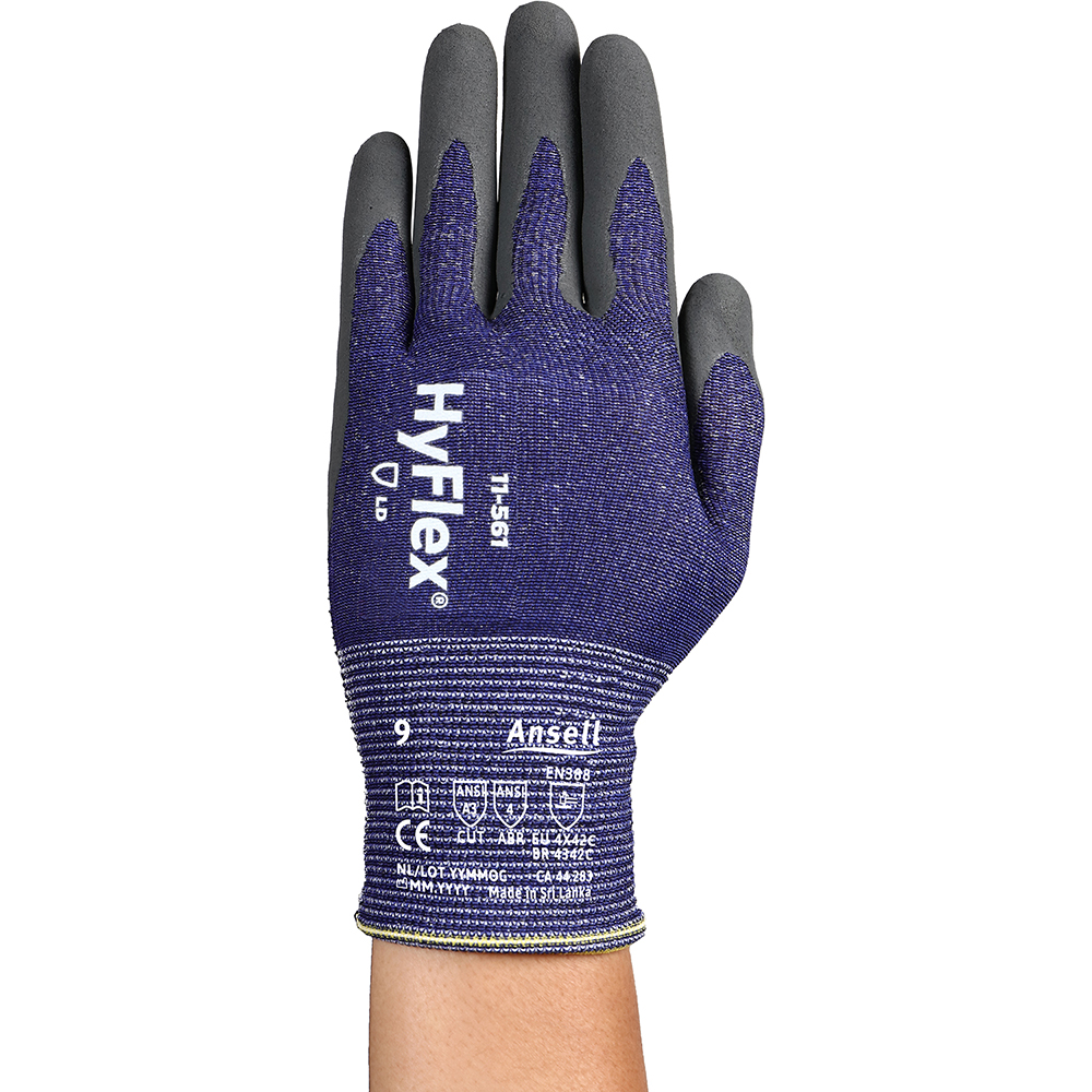 Ansell - Cut, Puncture & Abrasion-Resistant Gloves: HyFlex® 11-561, Size Large, ANSI Cut A3 ...