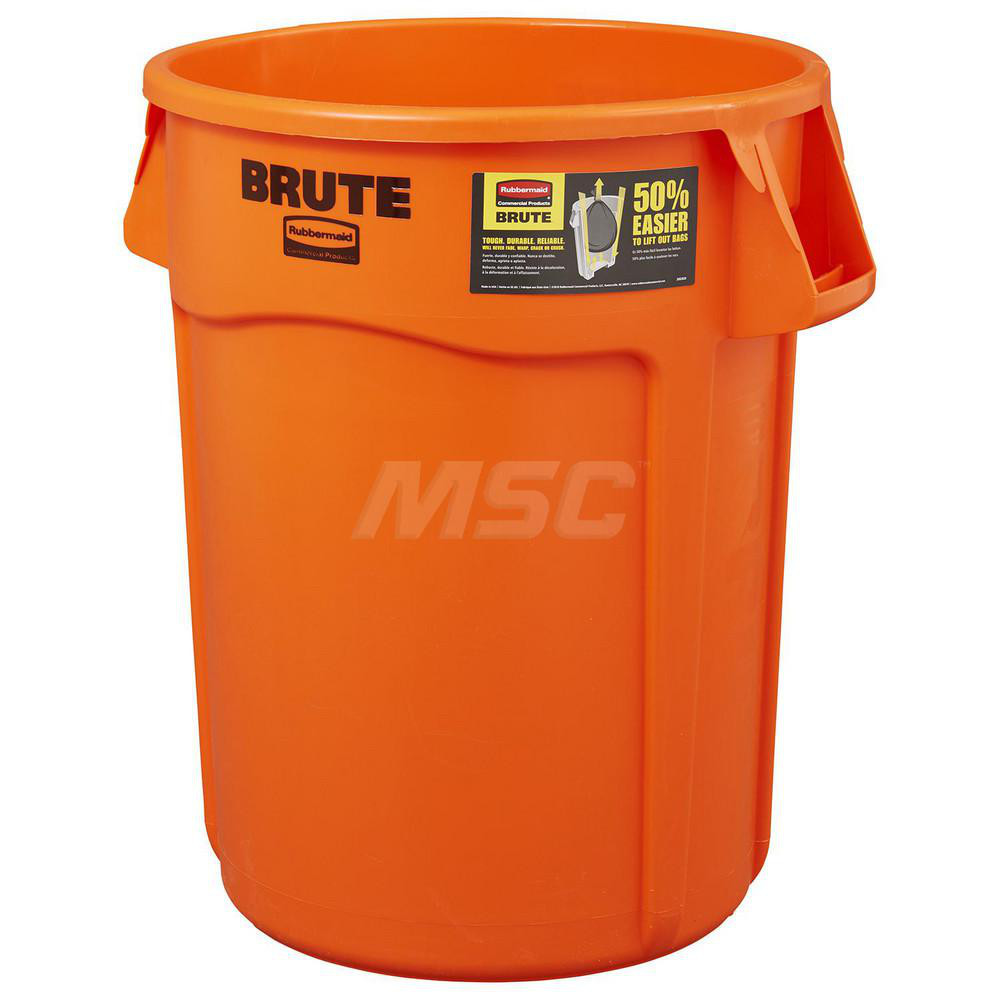 Rubbermaid - Trash Can: 32 gal, Round, Orange | MSC Direct