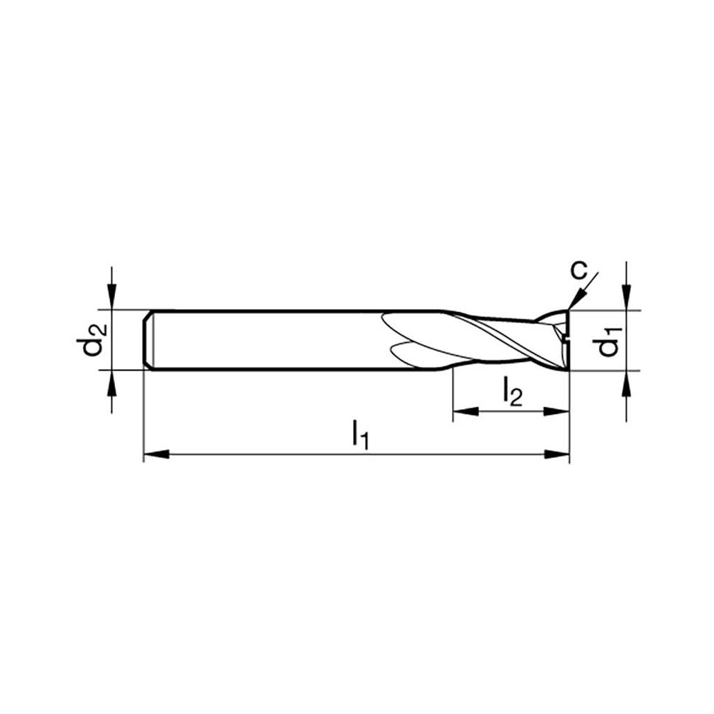 Guhring - Corner Chamfer End Mill: 1/8" Dia, 3/8" LOC, 2 Flute, Solid ...