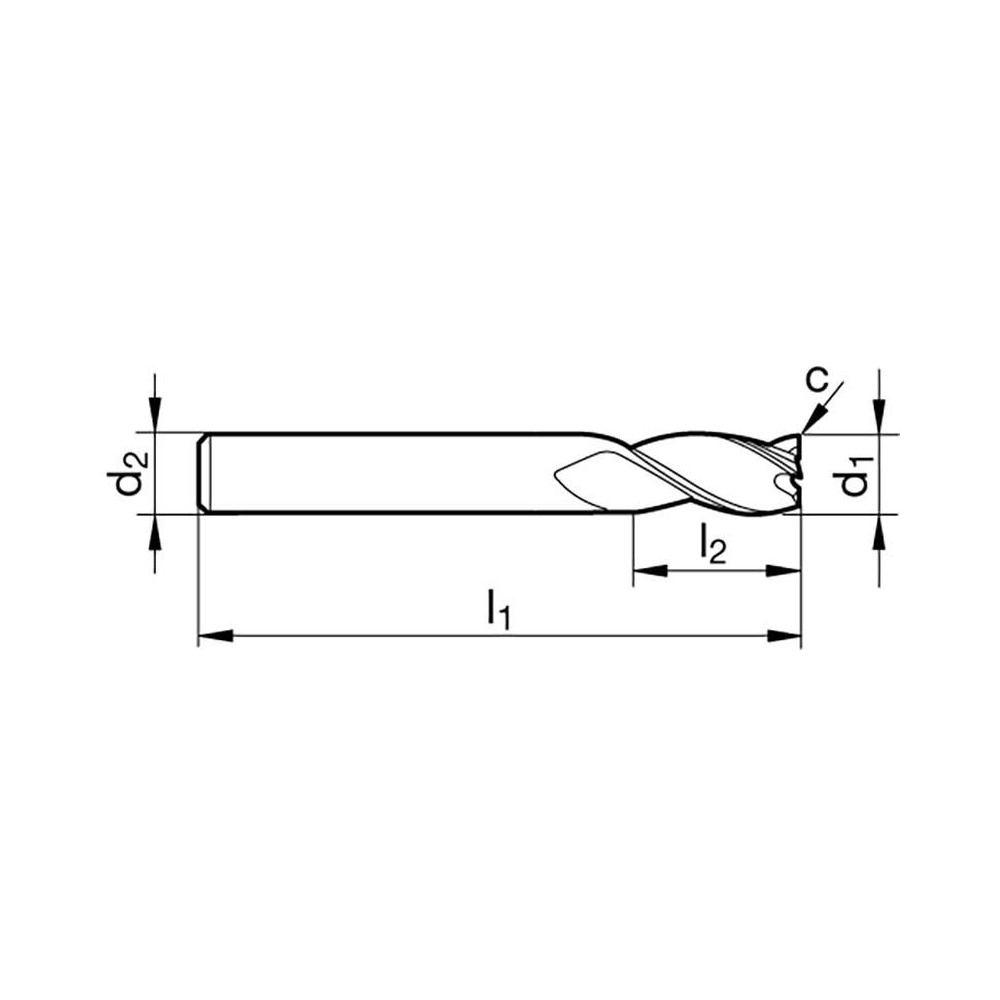 Guhring - Corner Chamfer End Mill: 1/4" Dia, 3/4" LOC, 4 Flute, Solid ...