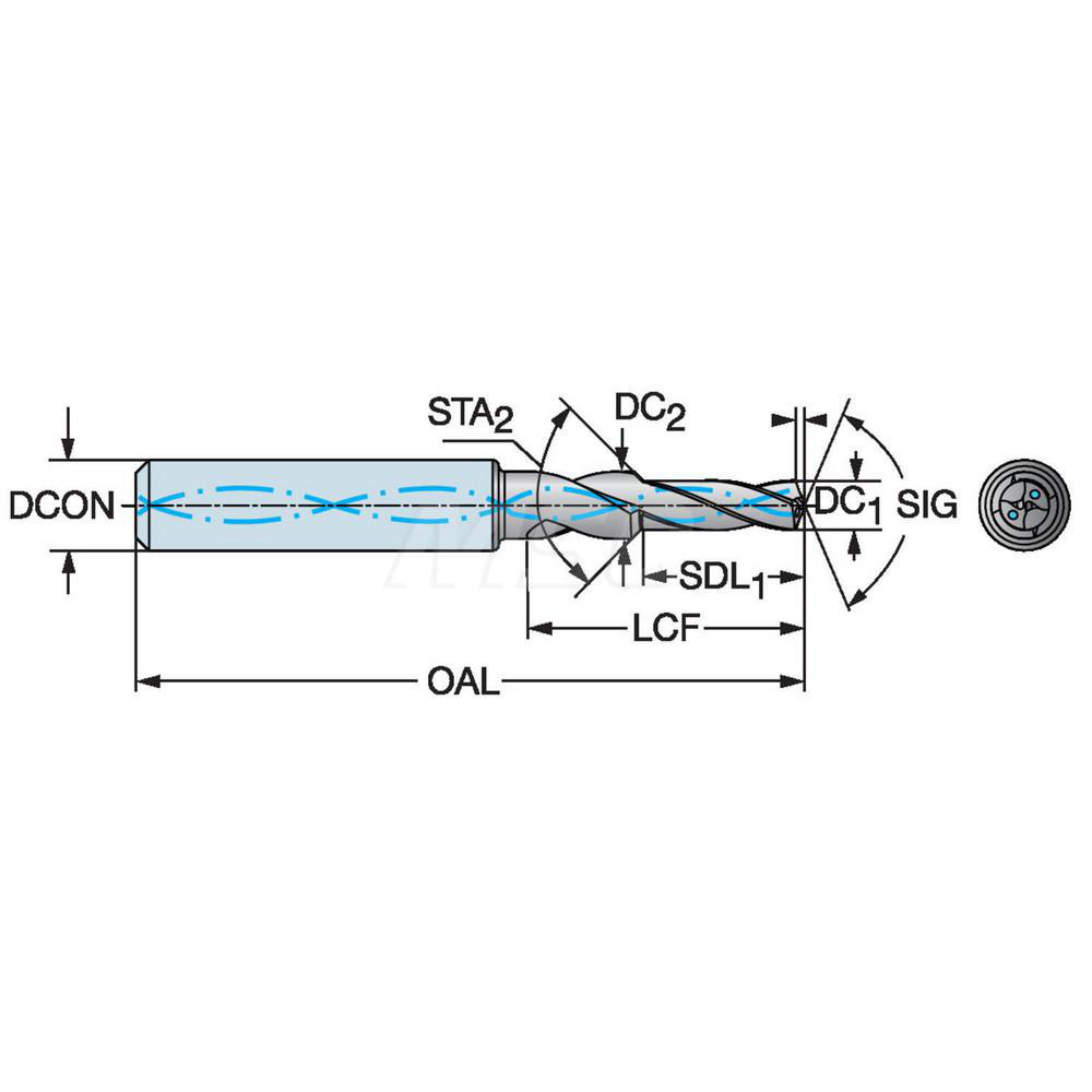 Sandvik Coromant - Subland Drill Bit: 10.25 mm Drill, 13.8 mm Step, 107 ...