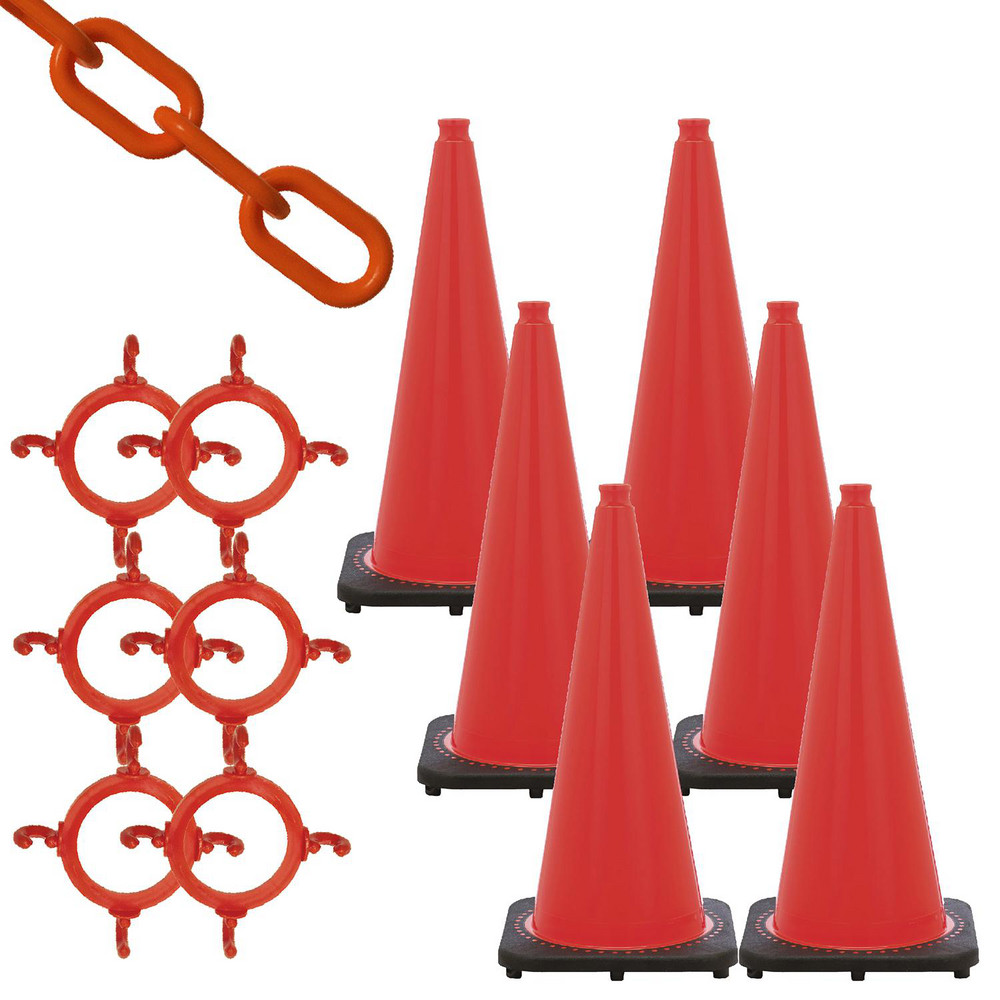 Mr. Chain - Traffic Cone & Chain Kit: Plastic, Traffic Orange, 50' Long ...
