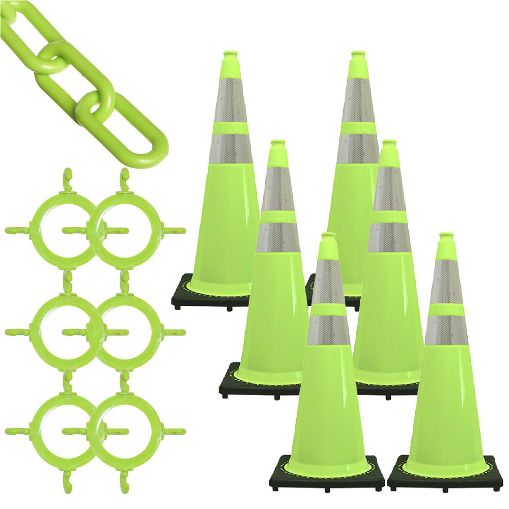 Mr. Chain - Traffic Cone with Reflective Collar & Chain Kit: Plastic ...