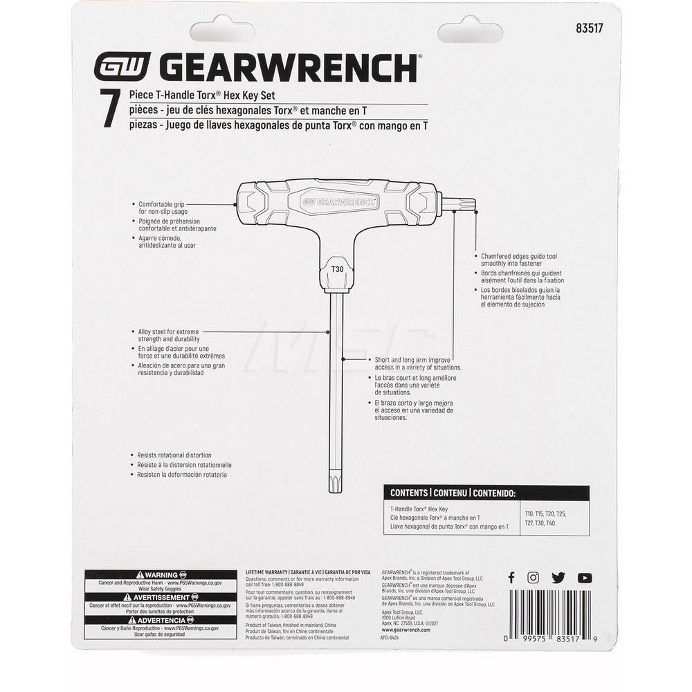 GEARWRENCH - Hex Key Sets: Tool Type: Hex; Handle Type: T-Handle ...