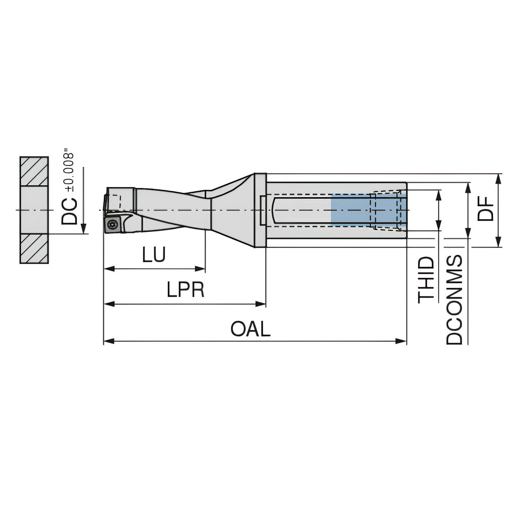 Komet - Indexable Insert Drill: KUBQ2D0703R06C1000EF, 45/64" Max Dia, 2xD, 1" Shank Dia | MSC Direct