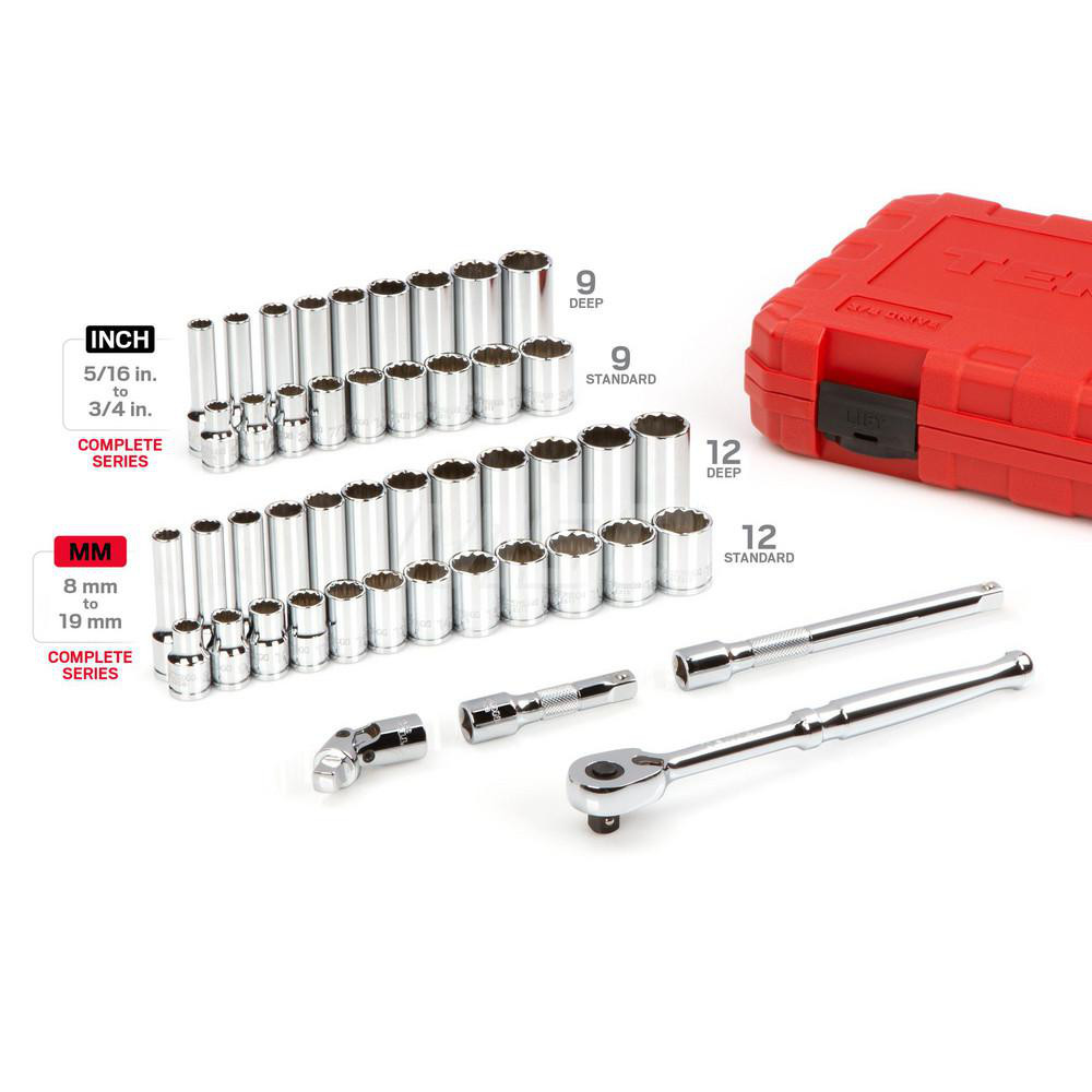 Tekton - Socket Set: Ratchet & Socket Set, 47 Pc, 3/8" Drive | MSC Direct