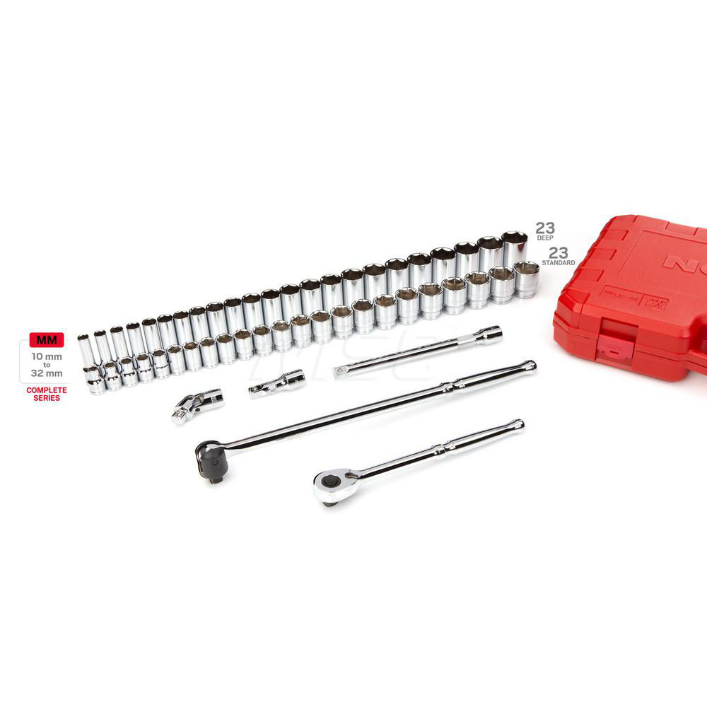 Tekton - Socket Set: Socket Set, 52 Pc, 1/2" Drive, 10.00 mm Min, 32.00 ...