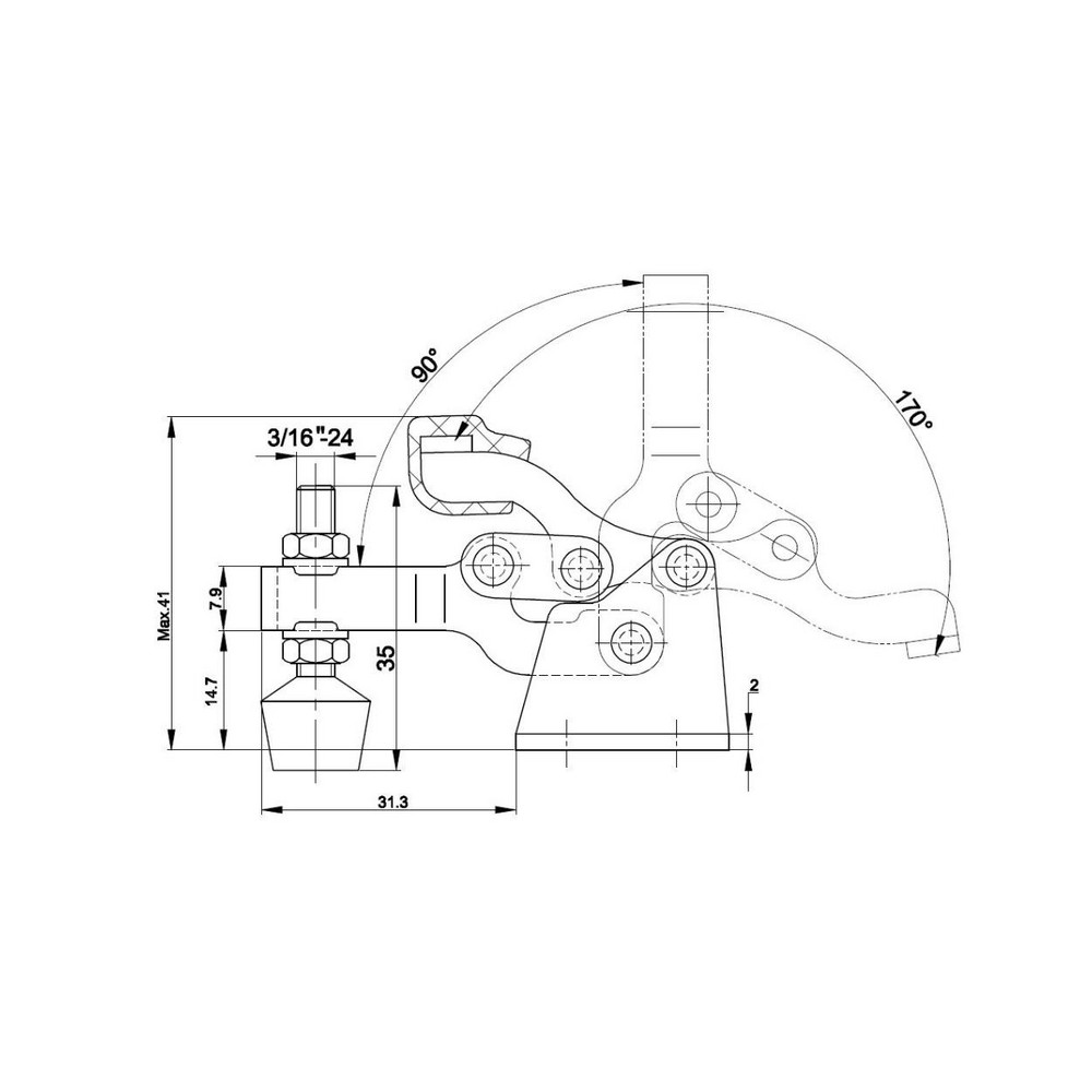 Hertel - Manual Hold-Down Toggle Clamp: Vertical, 150.00 lb Capacity, U ...