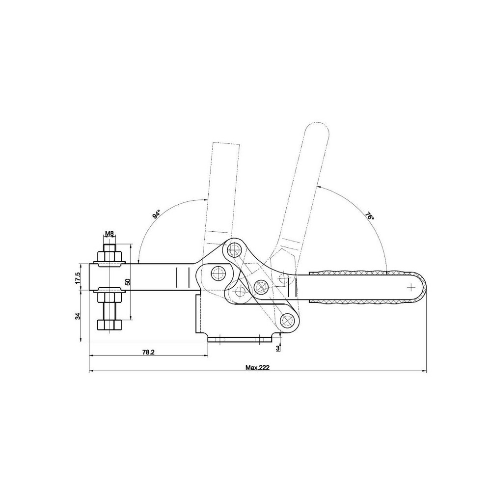 Hertel - Manual Hold-Down Toggle Clamp: Horizontal, 551.00 lb Capacity ...